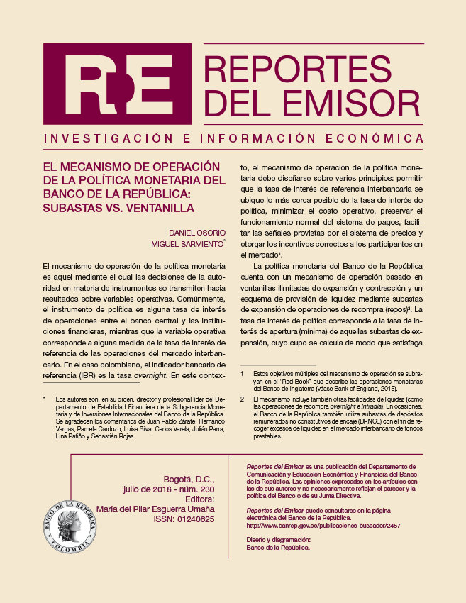 El mecanismo de operación de la política monetaria del Banco de la ...